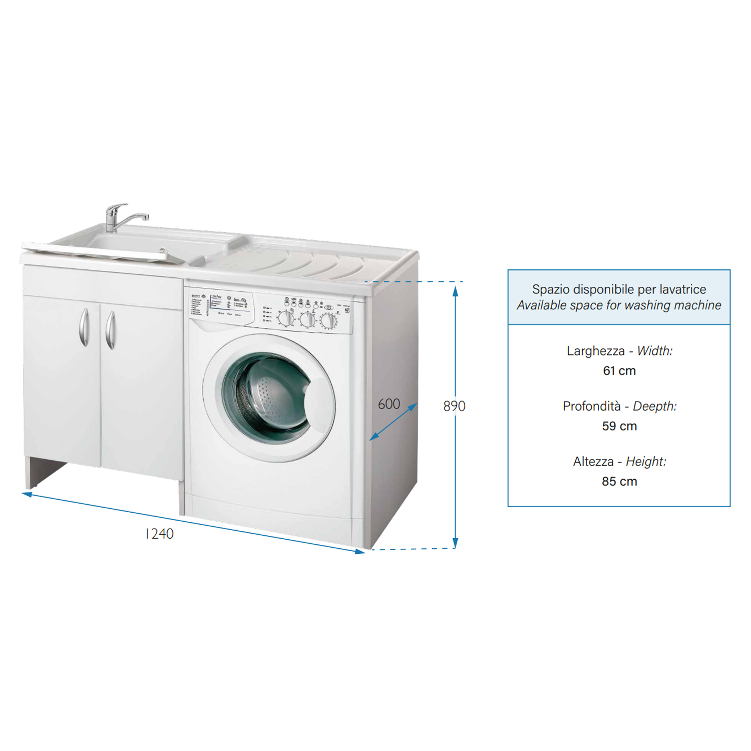 Washing machine cover 124X60 cm with sink and support surface. Version ...