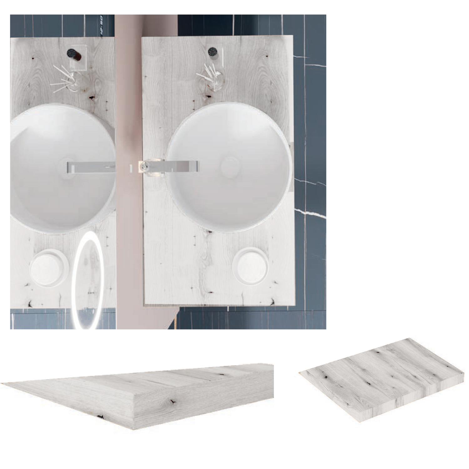 Open bathroom cabinet with ceramic countertop washbasin and 80 cm ...