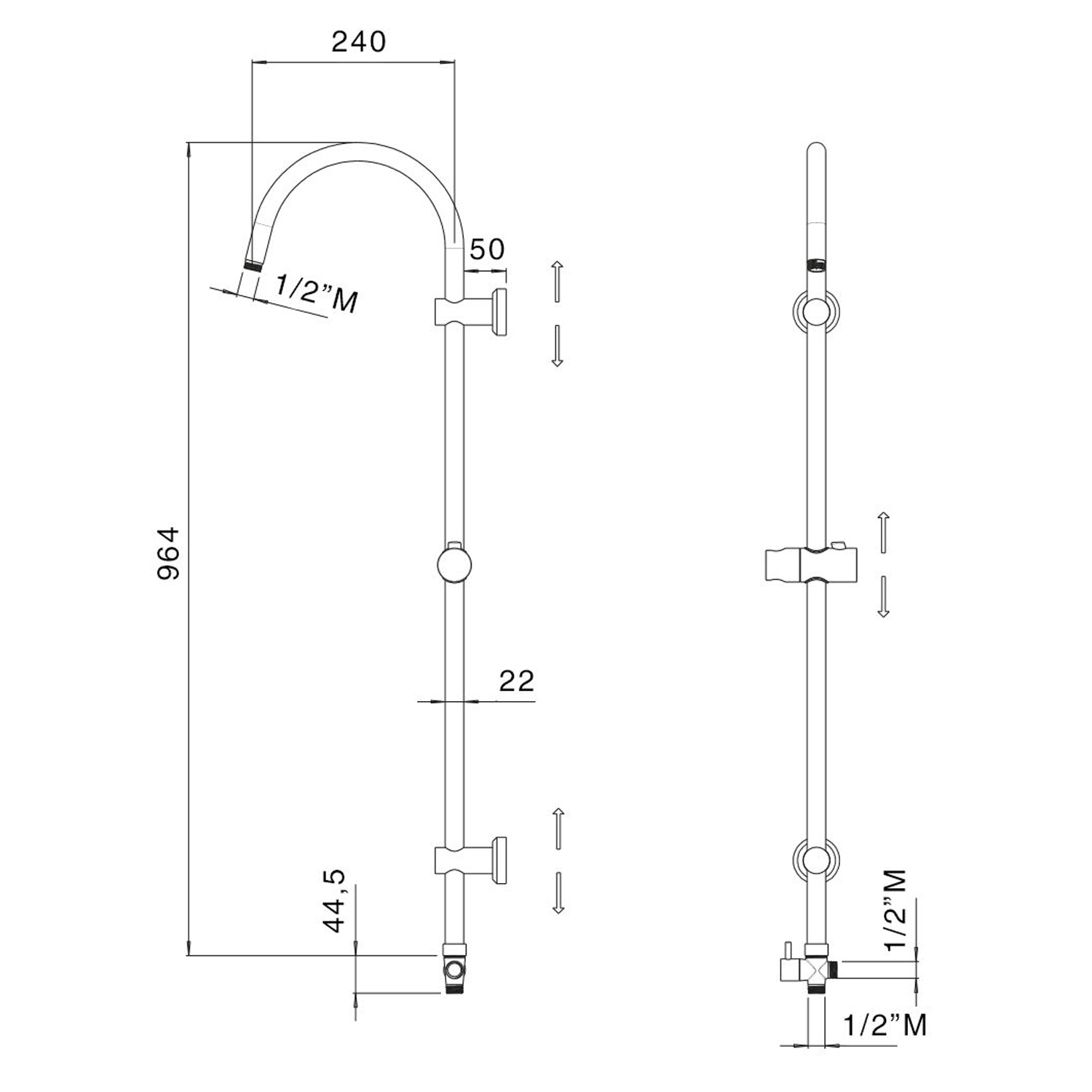 Steel shower column with Chelsea shower head and wall brackets ...