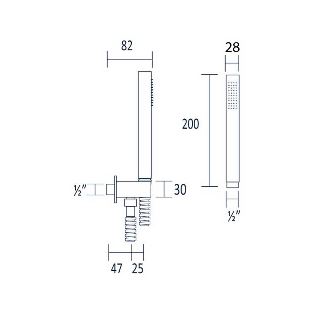 Practical shower kit, with rectangular water point. Anti-limescale ...
